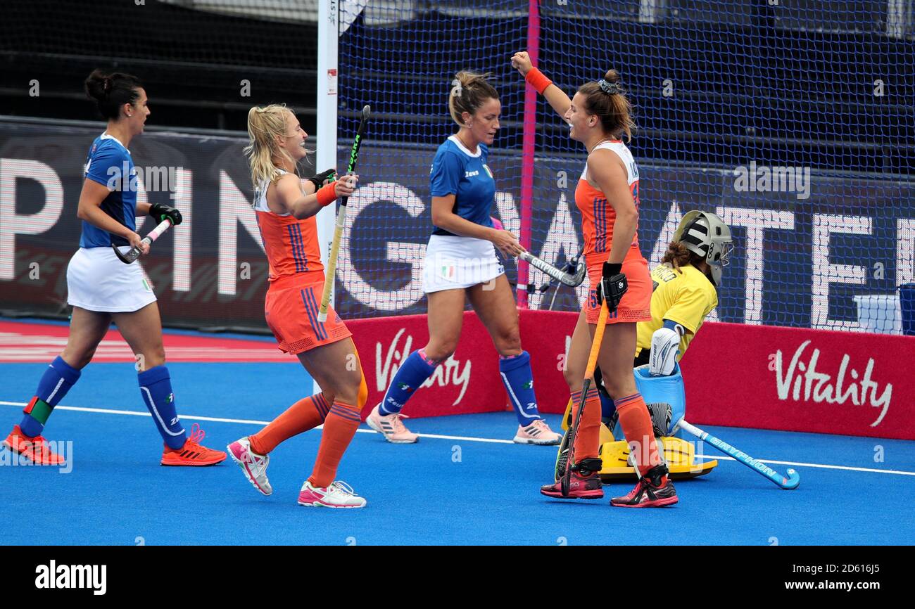 Netherlands' Frederique Matla, right celebrates scoring Stock Photo - Alamy