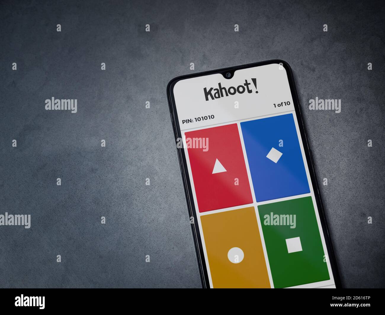 Lod, Israel - July 8, 2020: Kahoot! app launch screen with logo on the ...