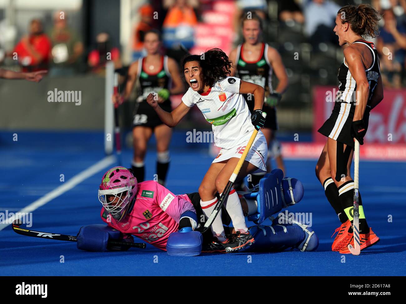 Spain's Carmen Cano celebrates scoring her sides first goal Stock Photo ...