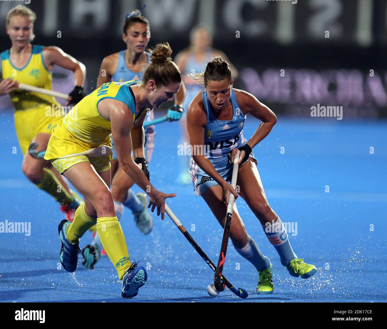 Argentina's Delfina Merino and Australia's Georgina Morgan in action ...