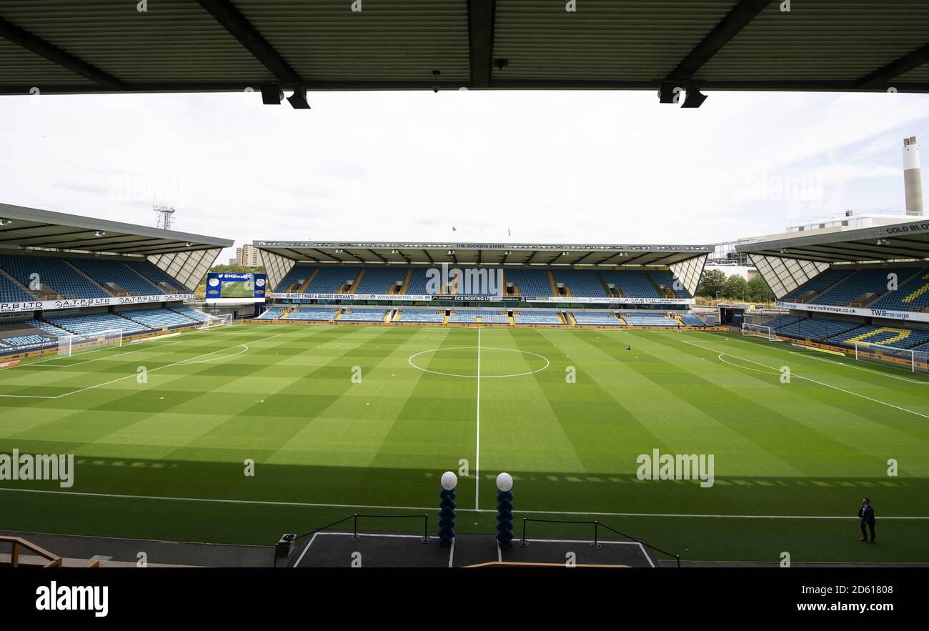 A general view of The Den Stock Photo - Alamy