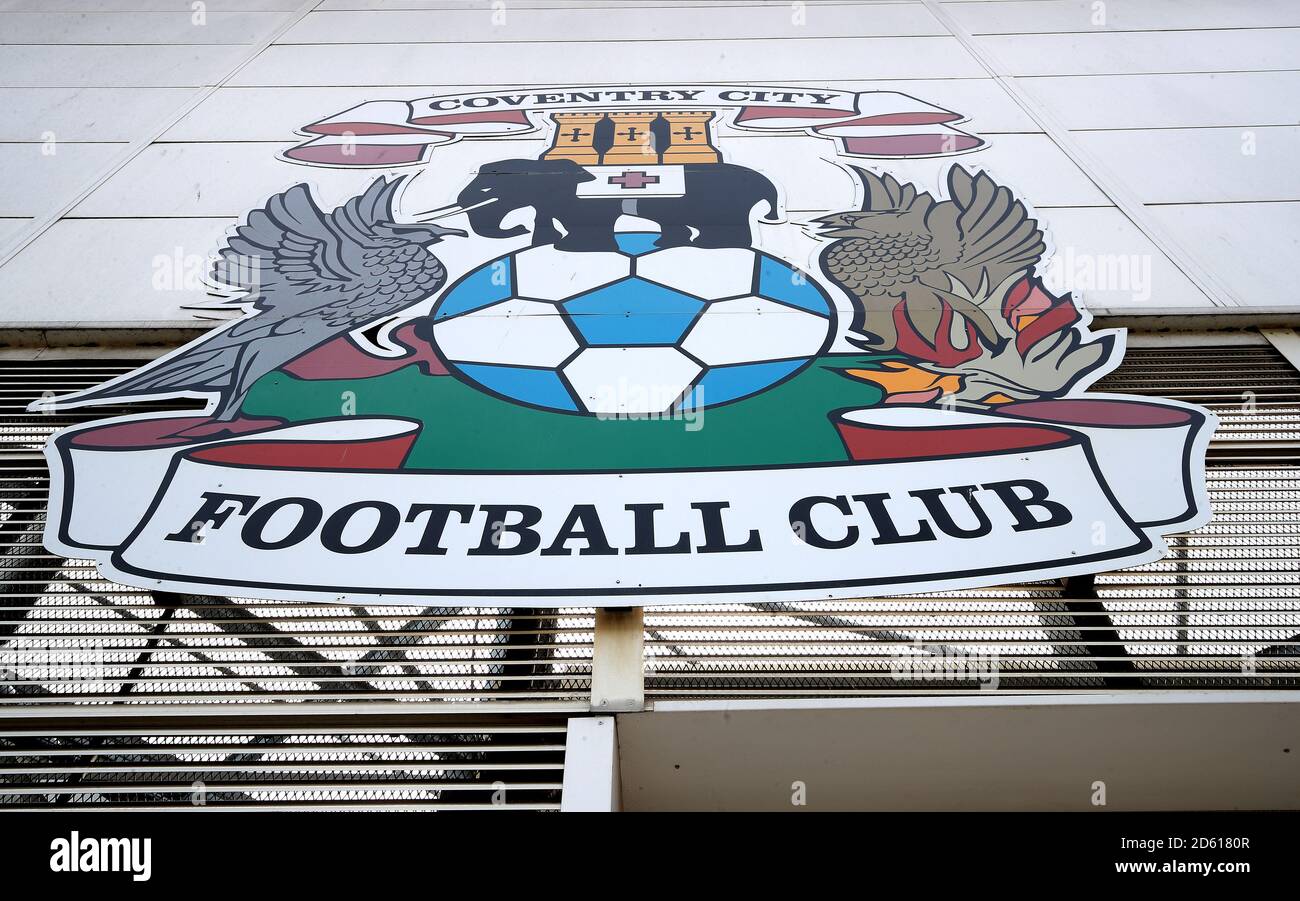 A detail view of the Coventry City crest at the Ricoh Arena Stock Photo ...