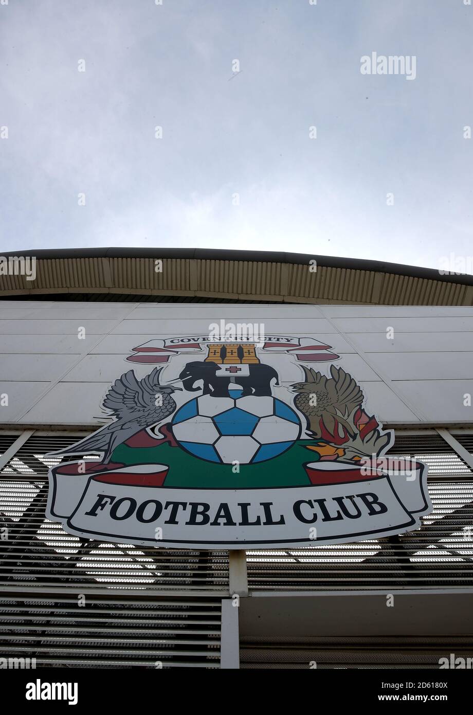 A detail view of the Coventry City crest at the Ricoh Arena Stock Photo ...