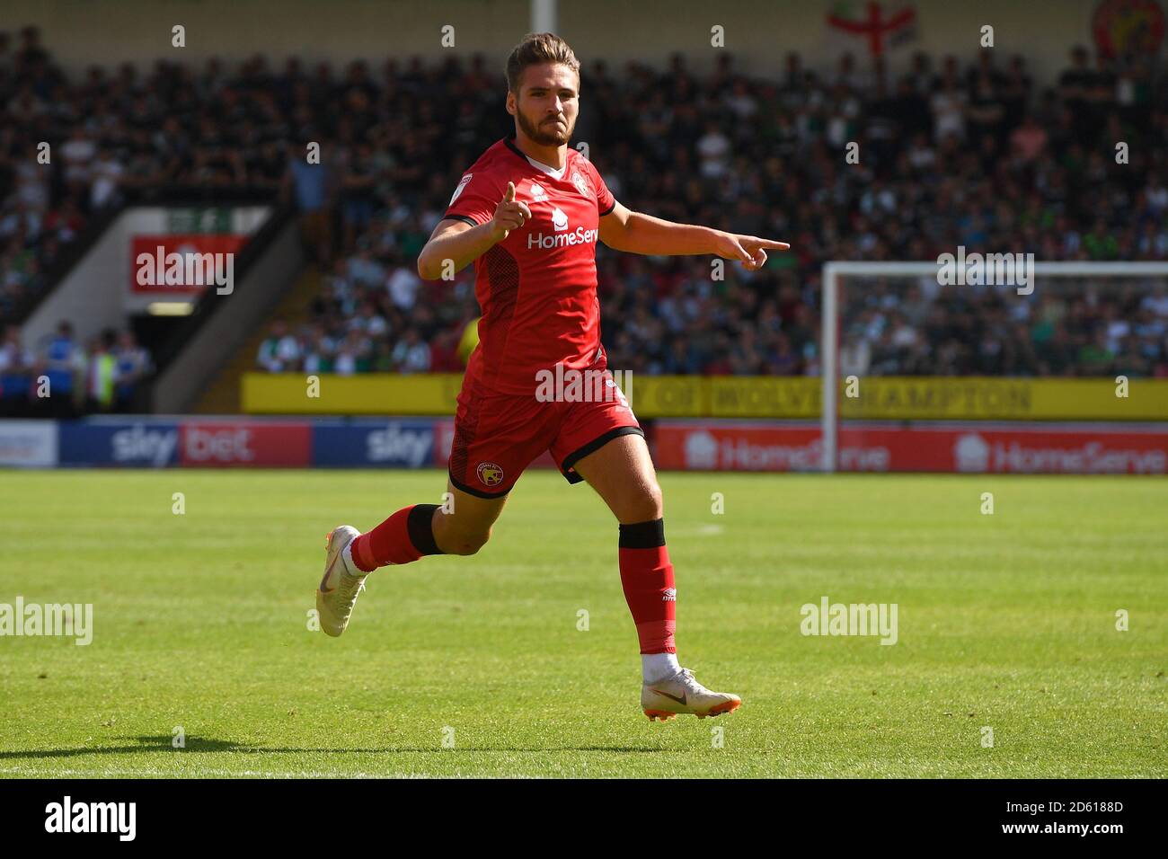 Walsall's Luke Leahy celebrates scoring his side's second goal of the ...