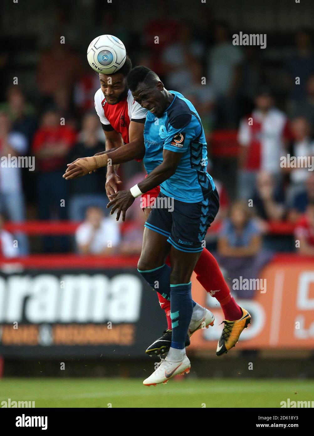 Kidderminster Harriers' Ryan Johnson (left) and AFC Telford United's ...