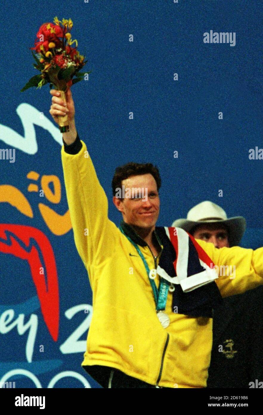 Australia's Kieren Perkins celebrates winning silver Stock Photo - Alamy