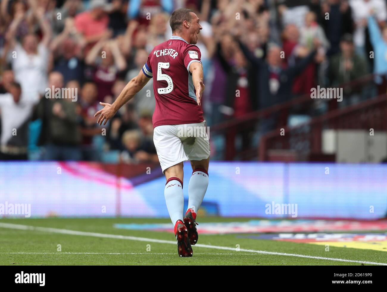 Aston Villa's James Chester celebrates scoring their first goal Stock ...