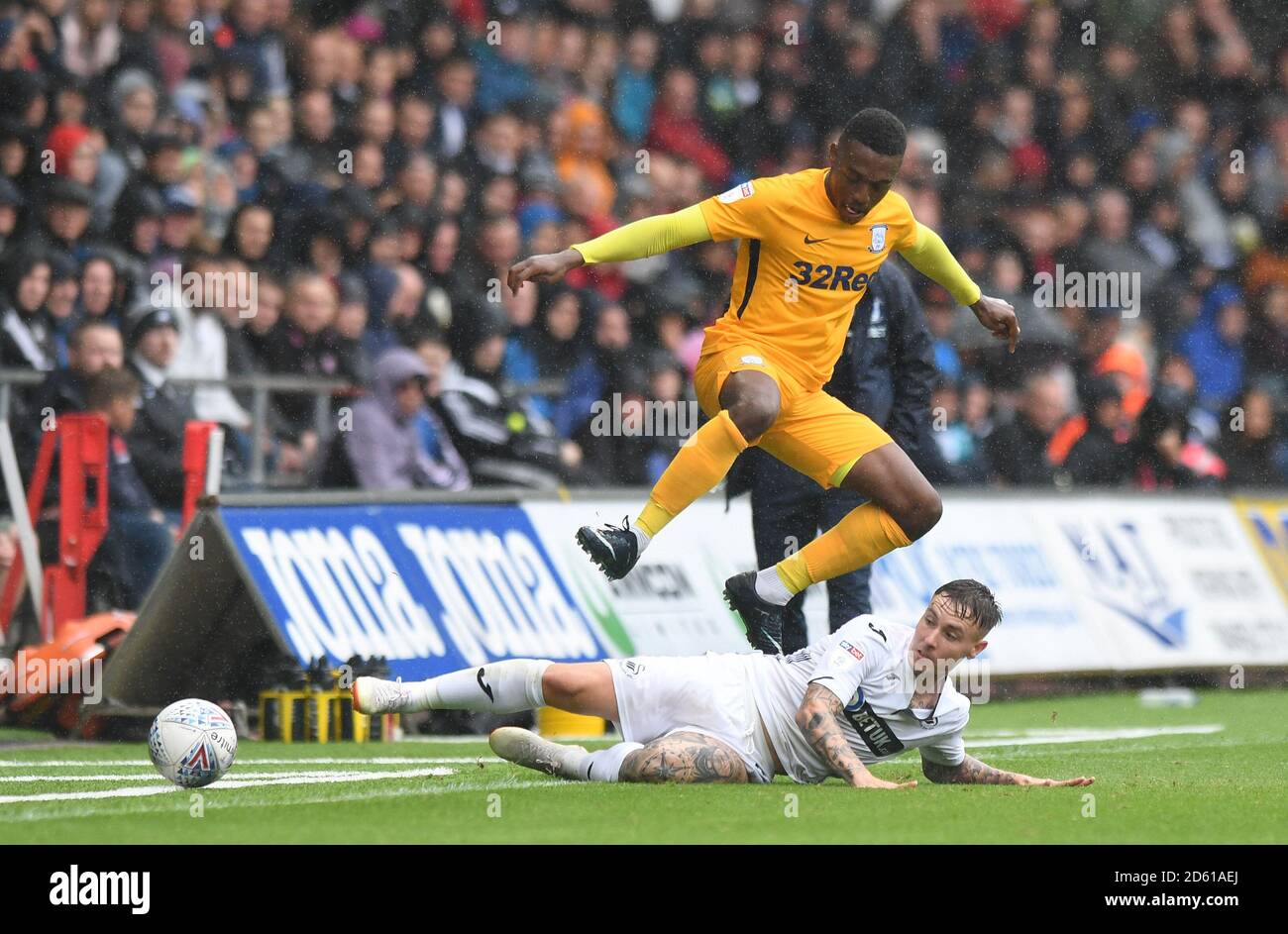 Preston North End's Darnell Fisher and Swansea City's Barrie McKay ...