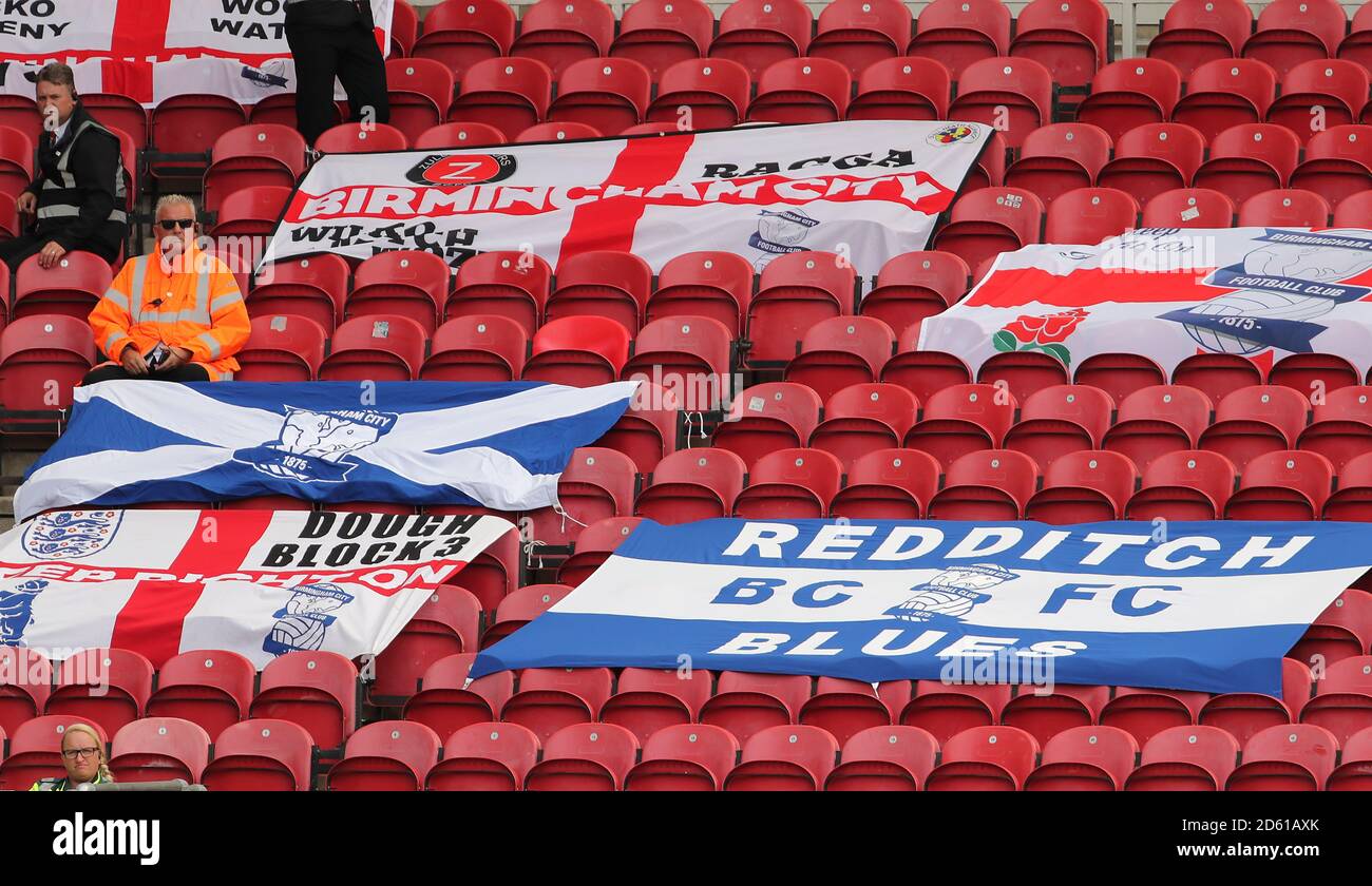 Birmingham fan flags during the game Stock Photo - Alamy