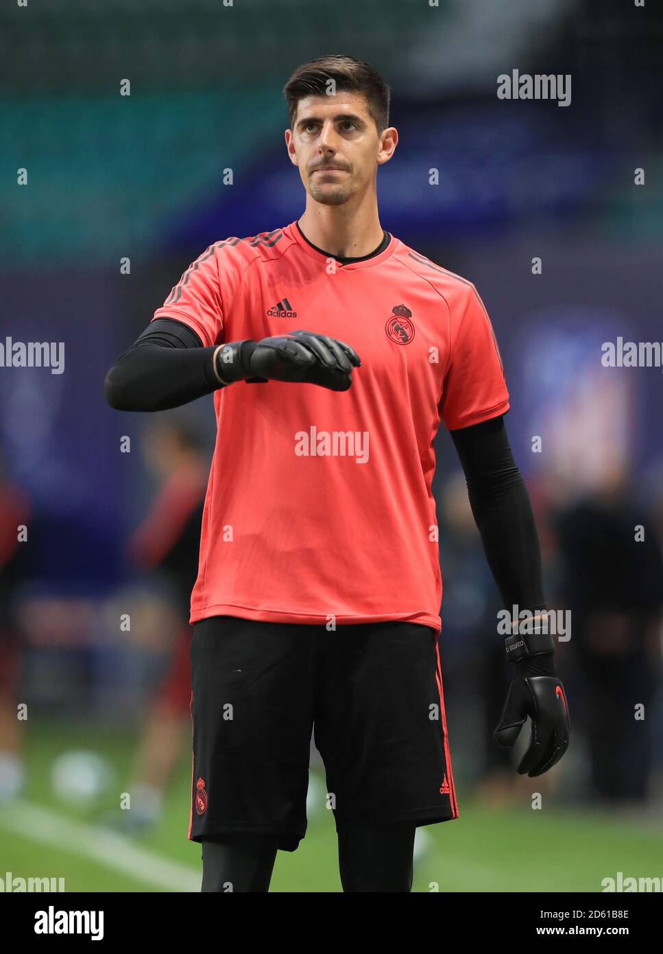 Real Madrid goalkeeper Thibaut Courtois during the training session ...