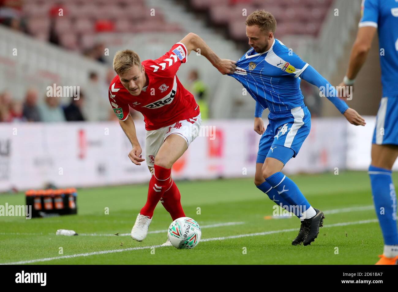 Middlesbrough's Enes Mahmutovic and Notts County's Andy Kellett ...