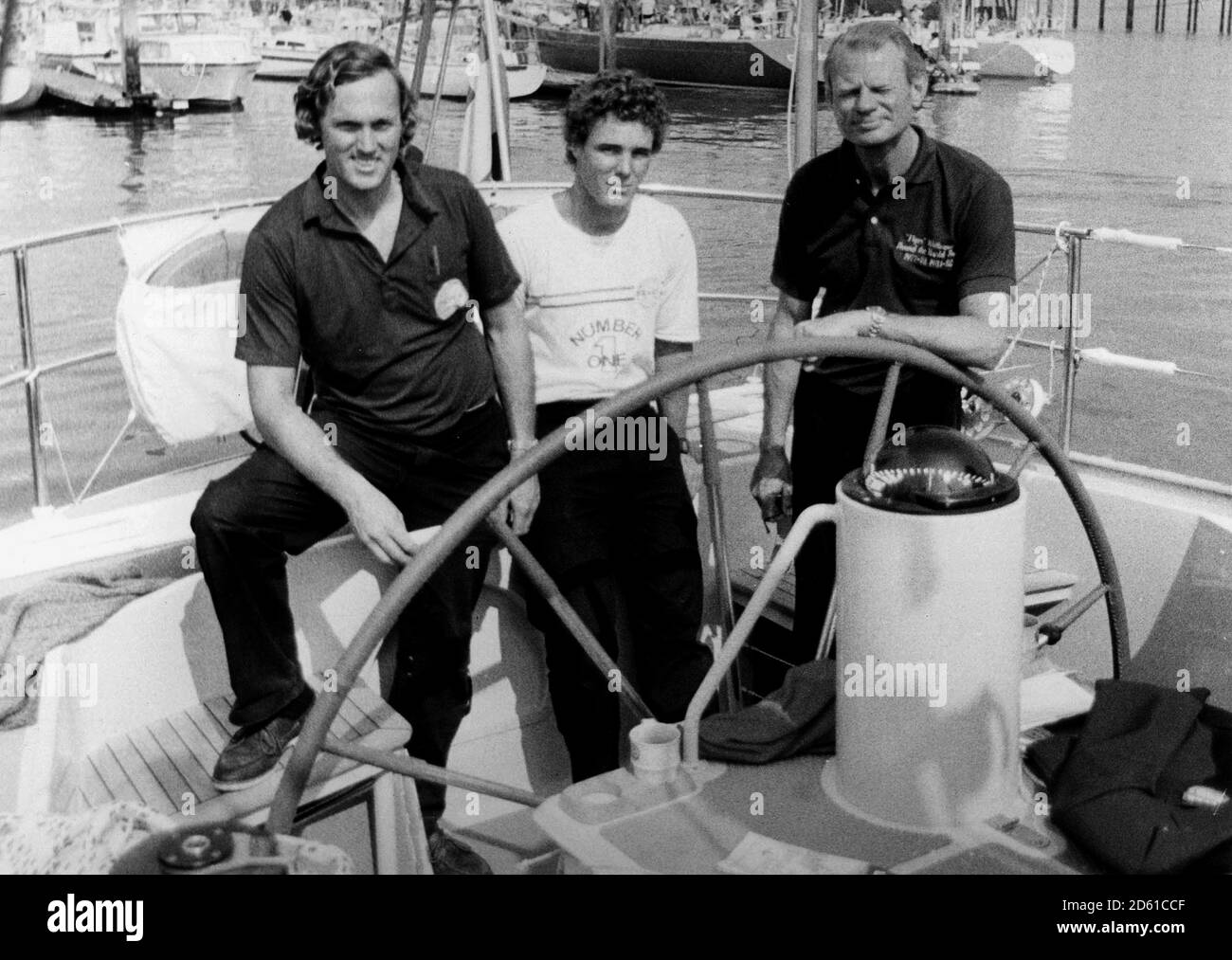 SKIPPER CORNELIUS VAN RIETSCHOTEN (RIGHT) AND MEMBERS OF HIS CREW ...