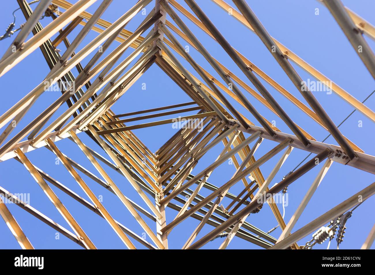 High voltage power cord. Sub-station. High voltage transmission tower ...