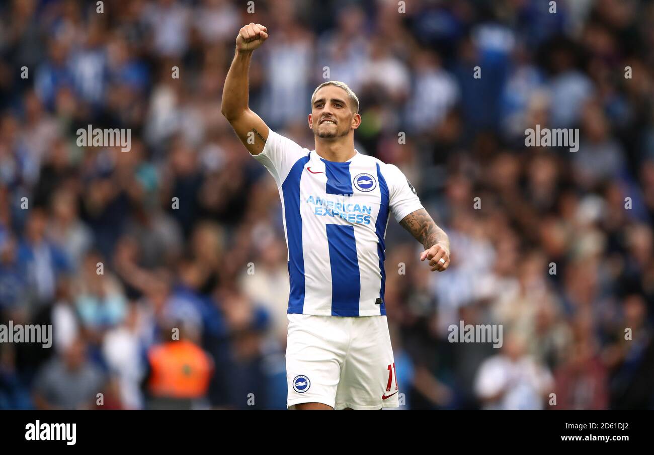 Brighton & Hove Albion's Anthony Knockaert celebrates after the final ...
