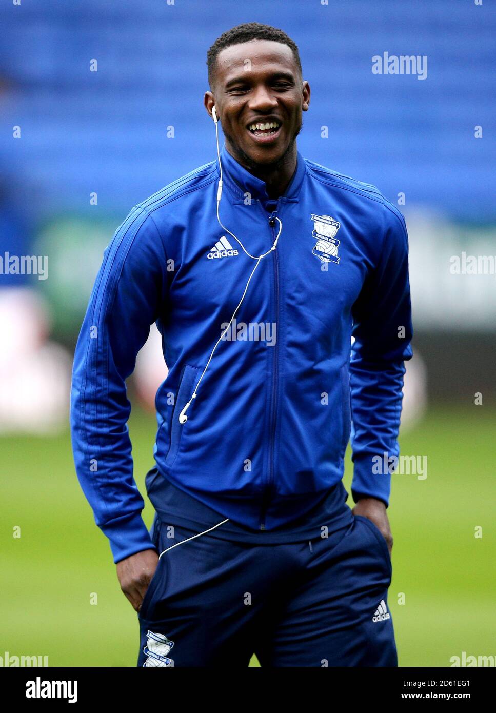 Birmingham City's Viv Solomon-Otabor inspects the pitch prior to the ...