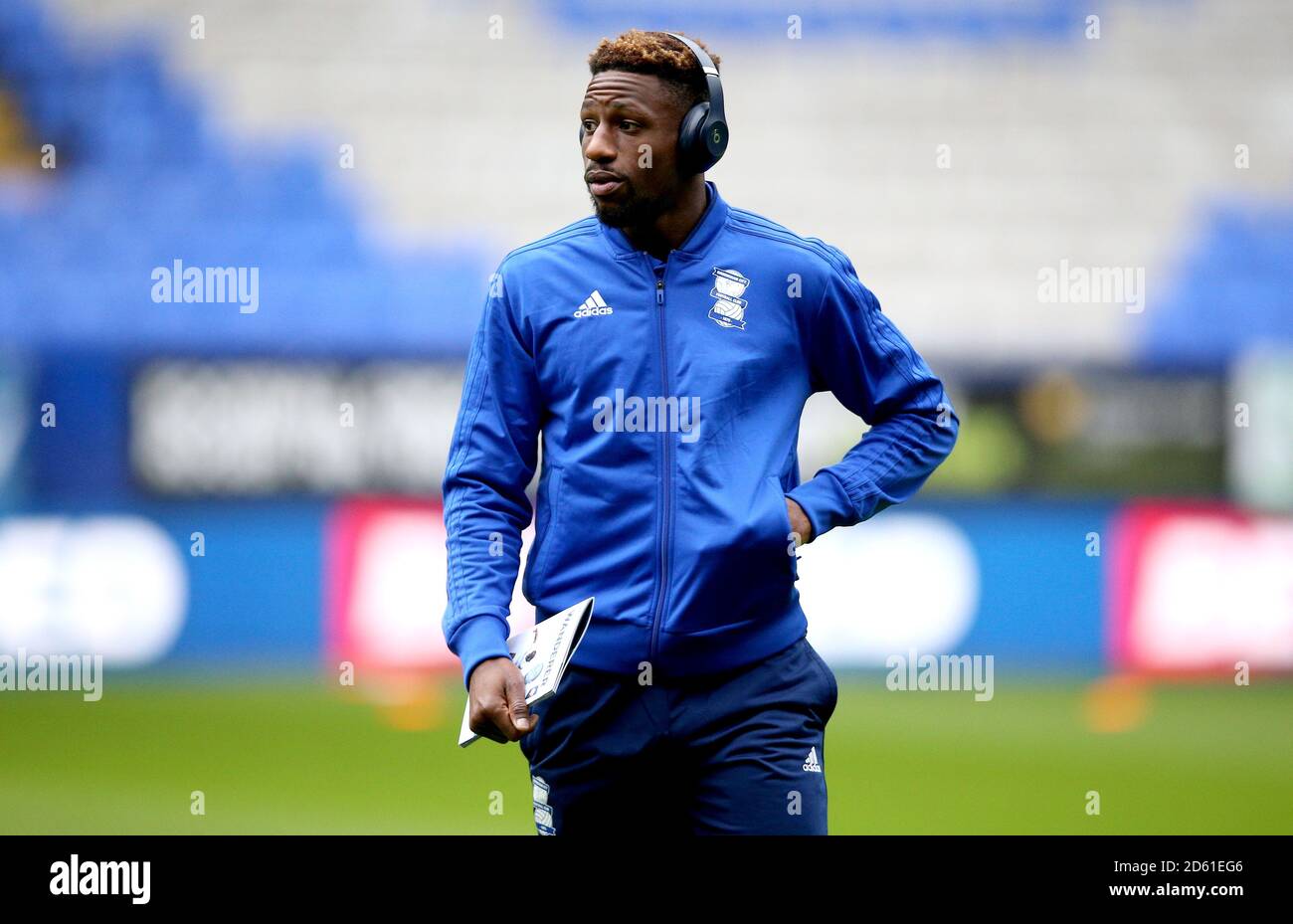 Birmingham City's Omar Bogle inspects the pitch prior to the match at ...