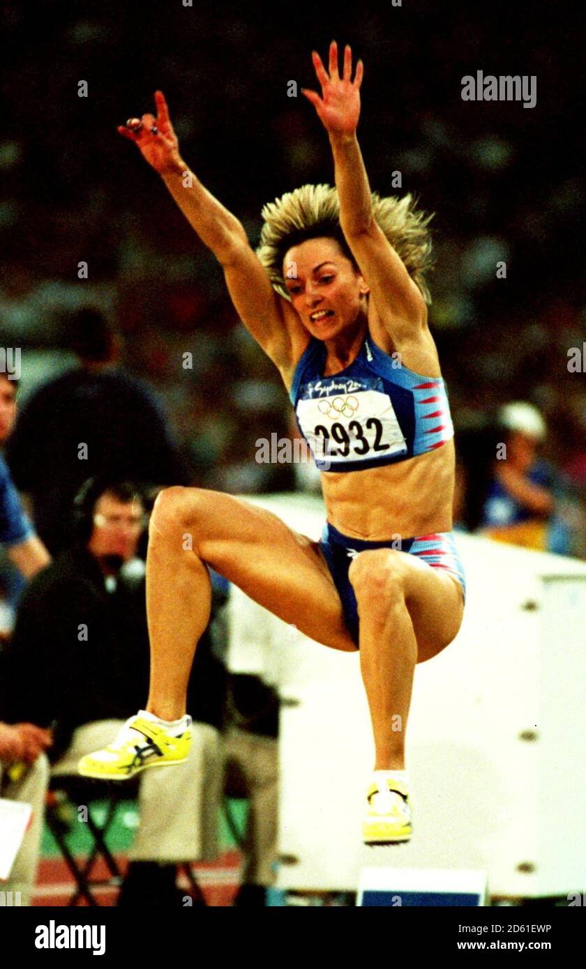 Russia's Lioudmila Galkina in mid-flight Stock Photo - Alamy