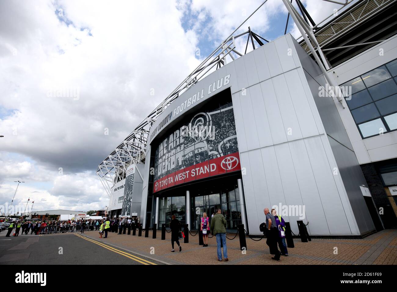 A general view of the outside of Pride Park Stadium before the match ...