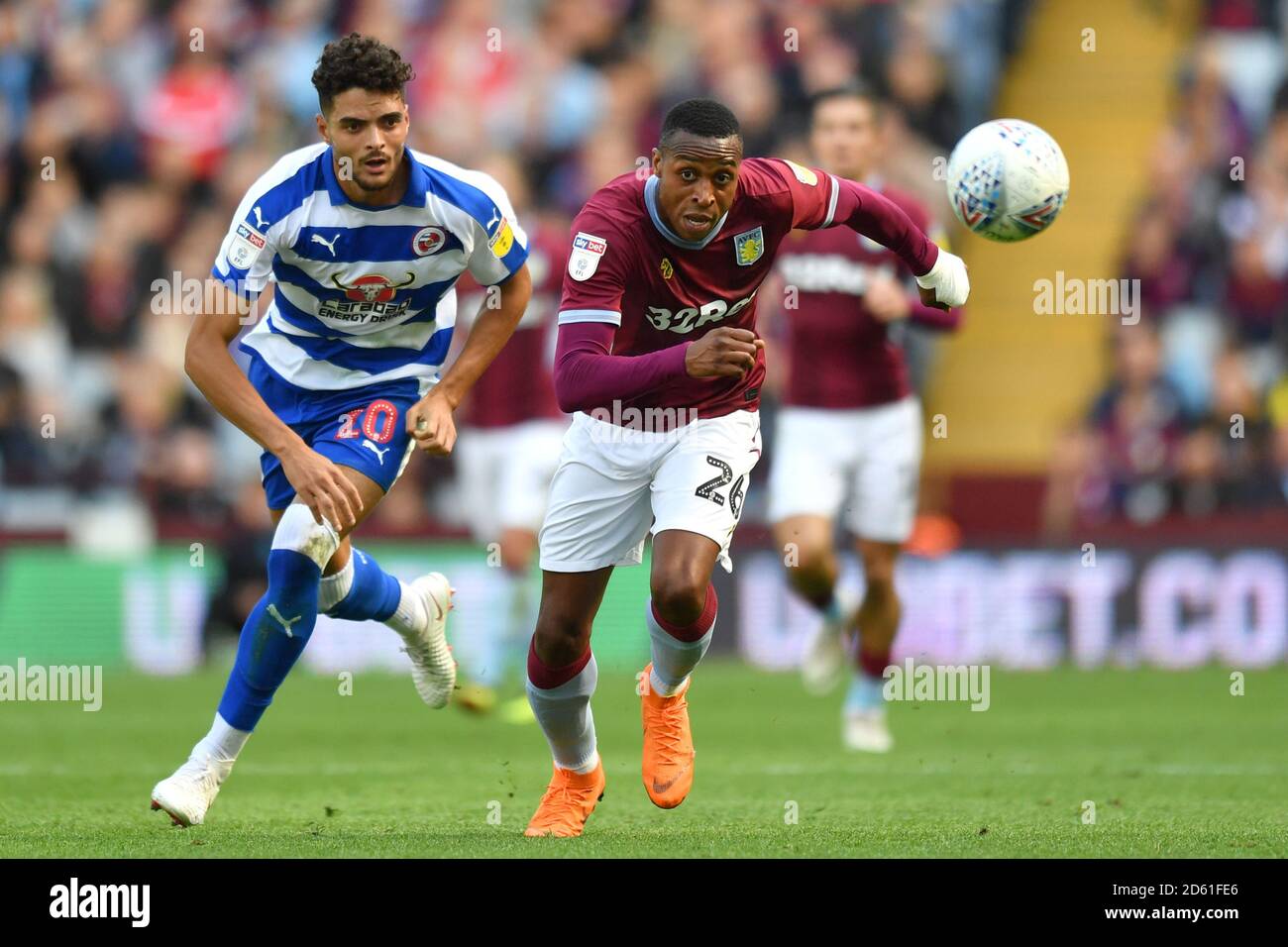 Aston Villa's Jonathan Kodjia and Reading's Tiago Ilori compete for ...
