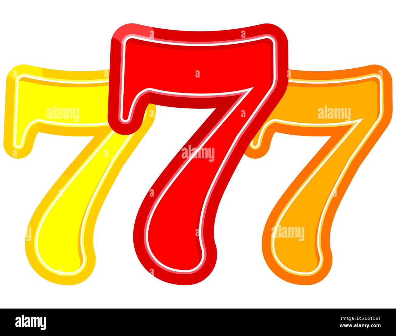 Symbol of good luck. Three sevens in cartoon style Stock Vector Image ...