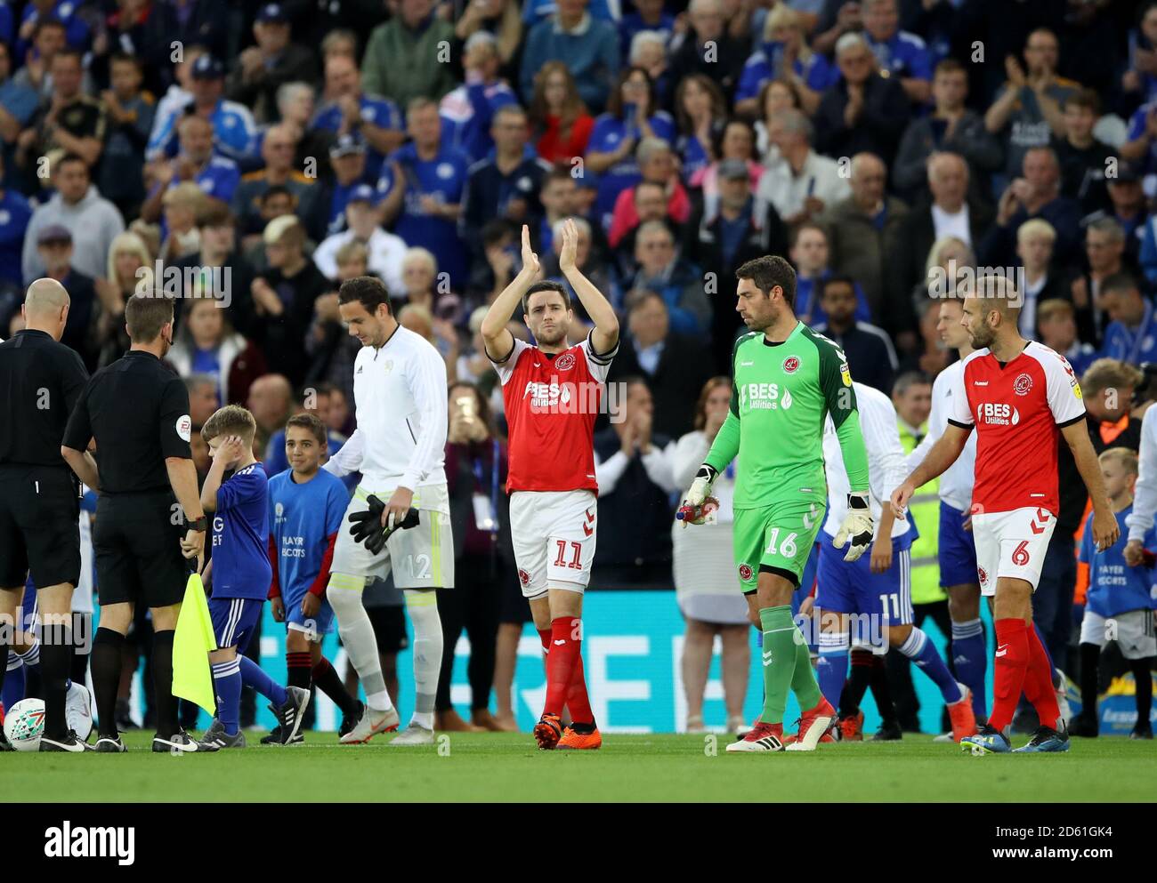 Fleetwood Town's Bobby Grant greets the fans before kick-off Stock ...