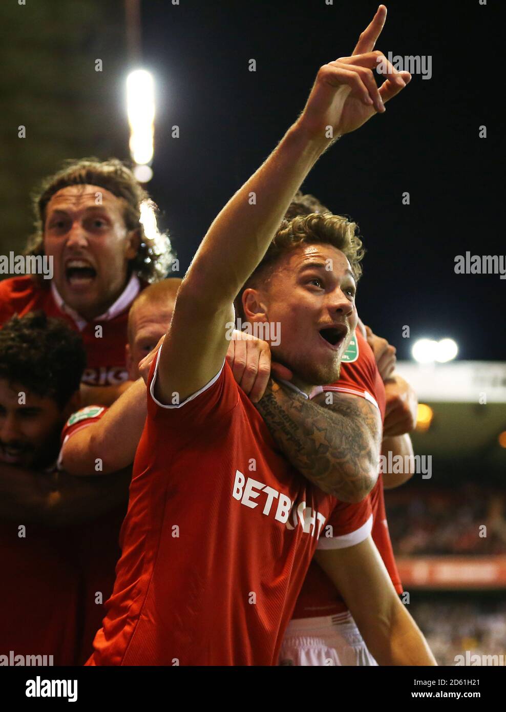 Nottingham forests matty cash celebrates scoring hi-res stock ...
