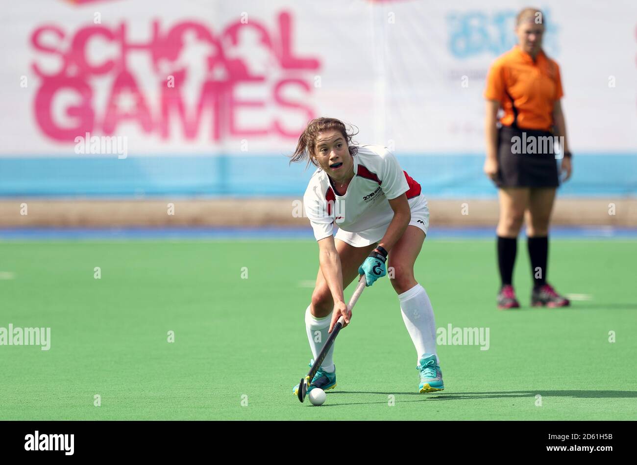 England White's Lottie Gill competes in the Hockey during the 2018 ...