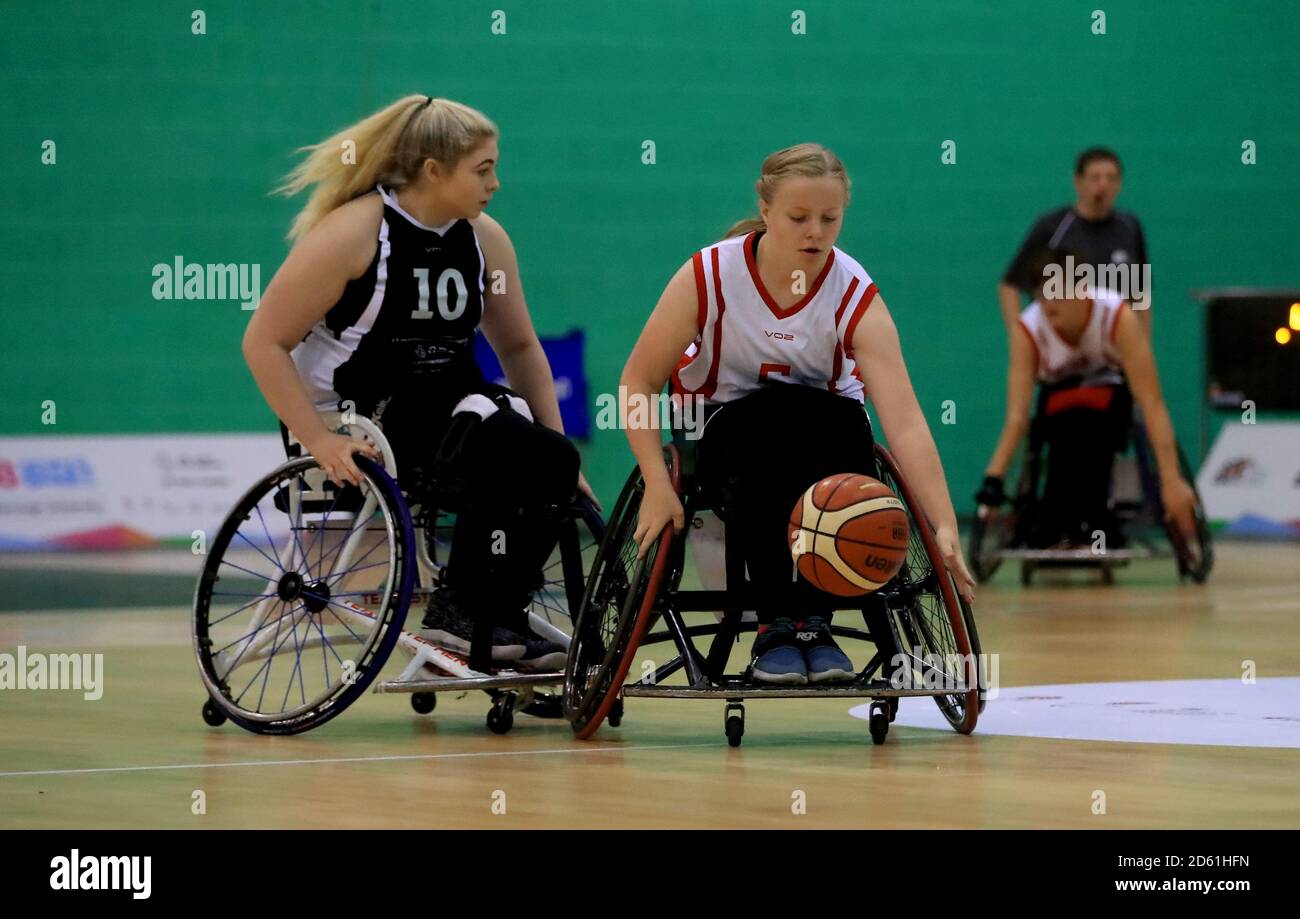 England North's Brooke Mottram (left) and Wales' Rebecca Ganley compete ...