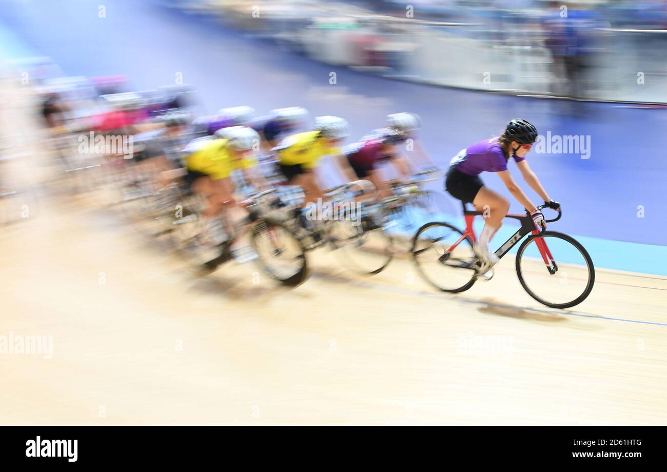 Scratch Race Boys Major Final at the Derby Velodrome, Derby Arena Stock ...