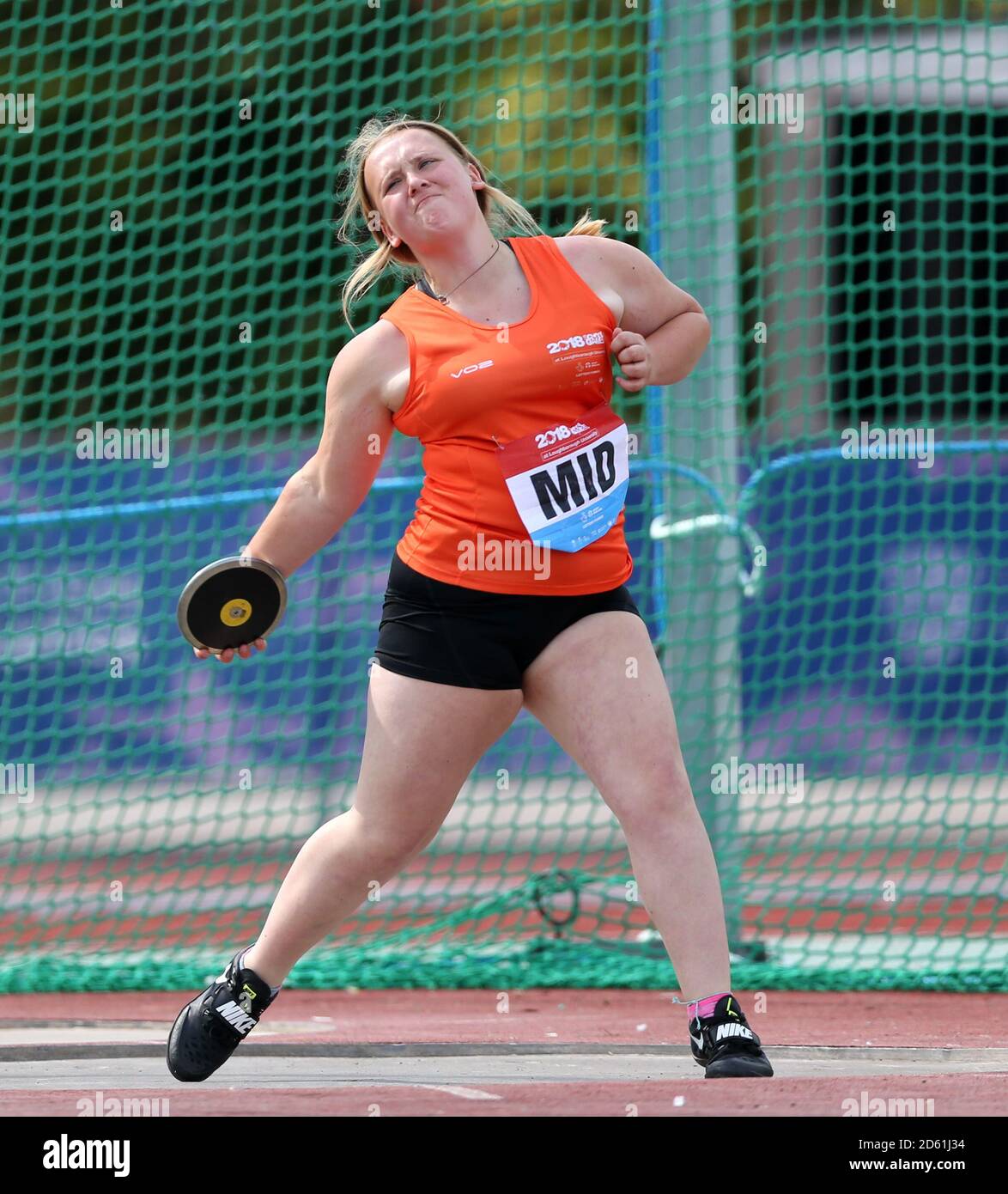 Midland's Anna Merritt competes in the Girls Discus during the 2018 ...