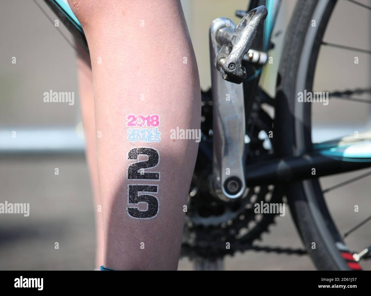 Detail of a competitors race number during the Triathlon Figure of ...