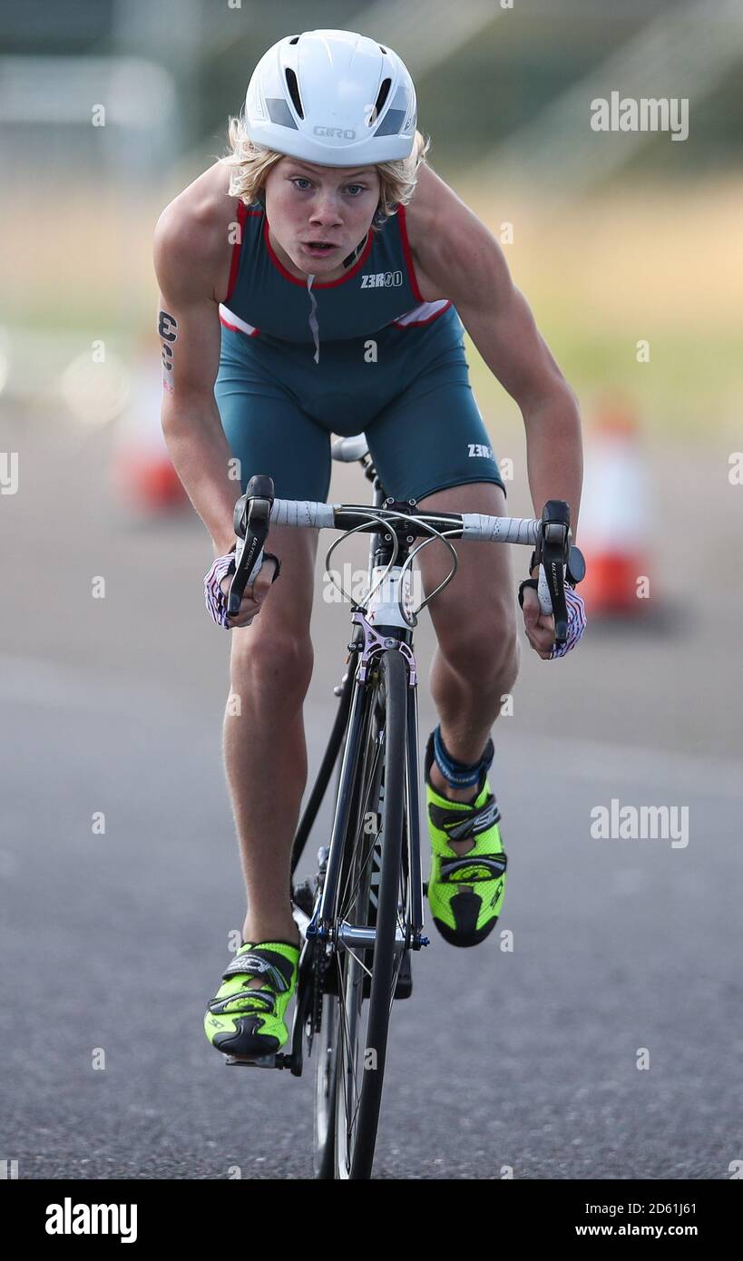 Osian Perrin competes during the Figure of Eight Test during the ...
