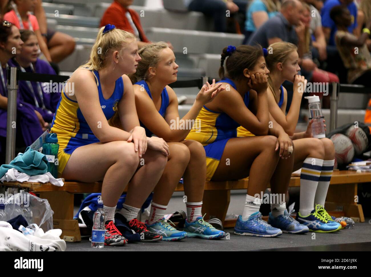 Members of Team Bath on the bench during the Netball Competition at the ...