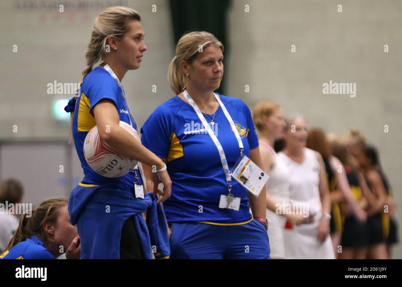 Team Bath coaching staff on the touchline during the Netball ...