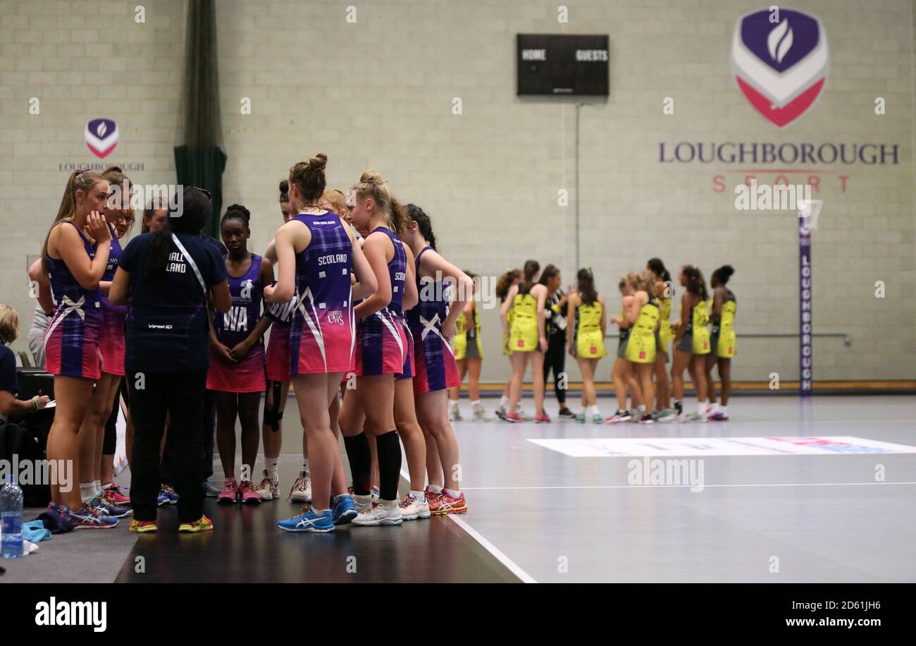 Manchester Thunder in a huddle in the Netball competition during the ...