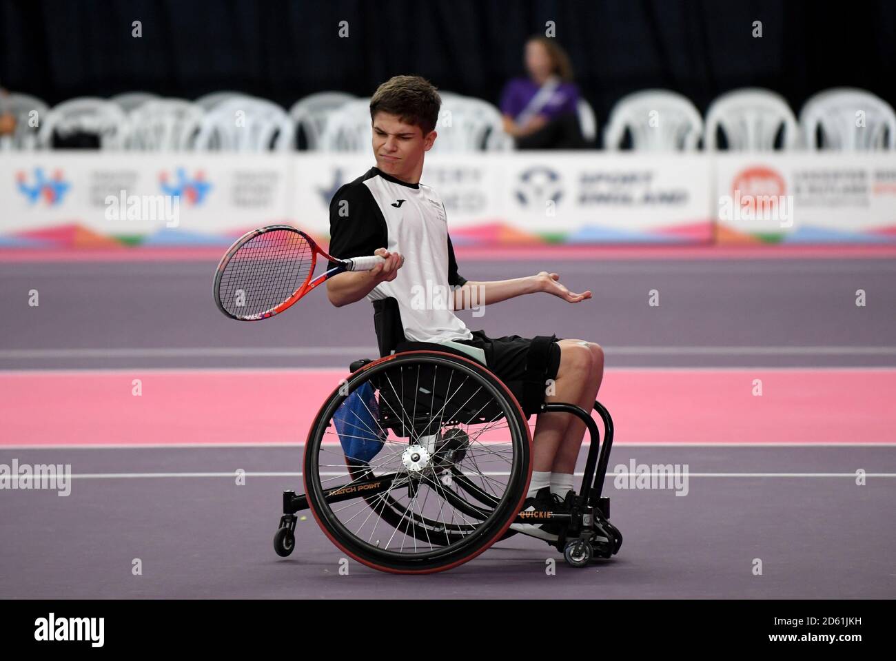 England's Greg Slade reacts during the Wheelchair Tennis competition ...