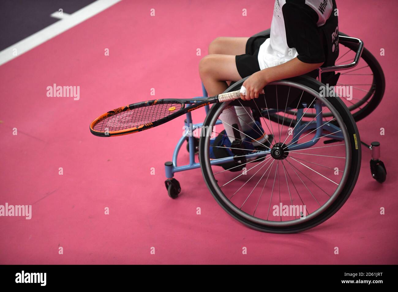 Detail of the wheelchair and racket of England's Dahnon Ward during the ...