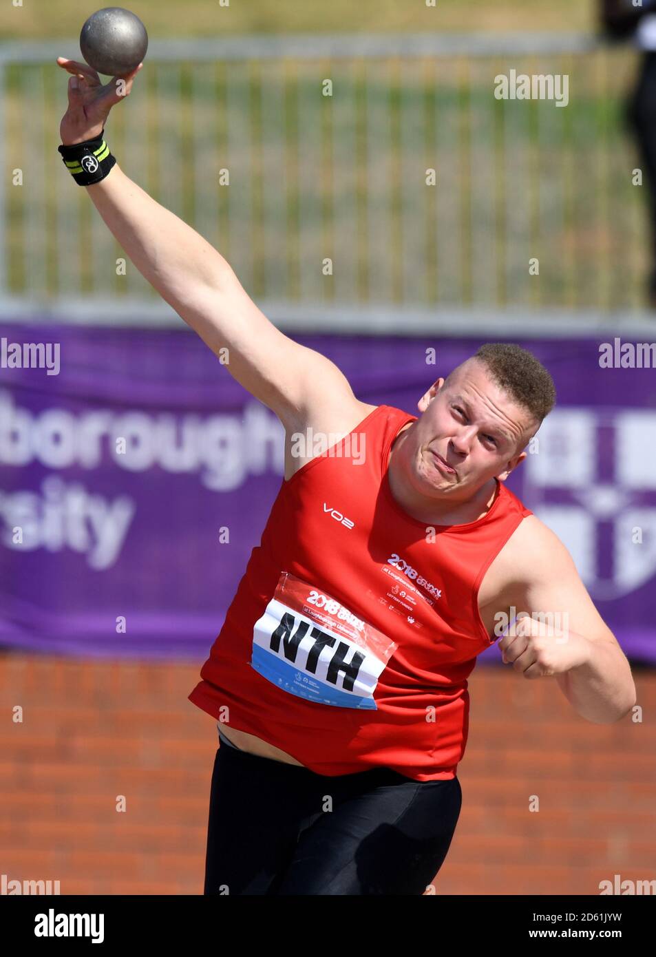 England North's Andrew Knight competes in the Boys Shot put during day ...
