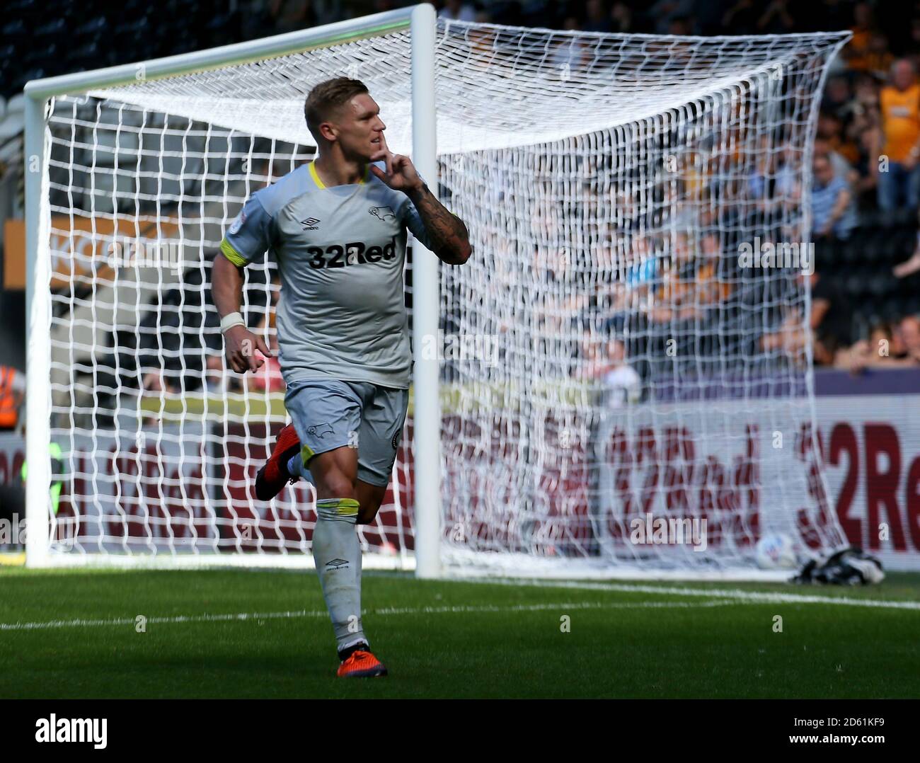 Derby County's Martyn Waghorn celebrates scoring his side's first goal ...