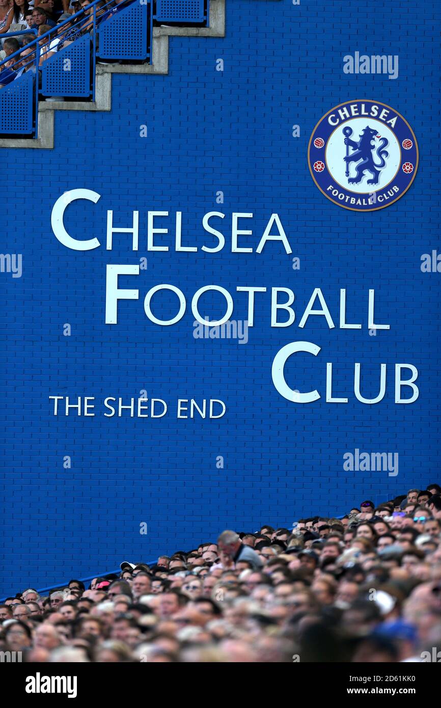 A general view of signage at The Shed End Stock Photo - Alamy