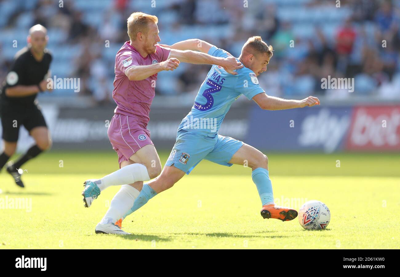 Coventry City's Luke Thomas and Rochdale's David Perkins (left Stock ...