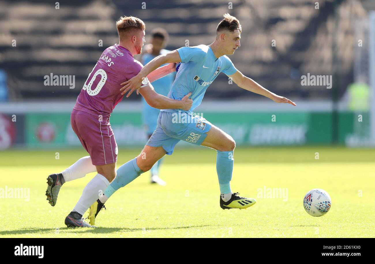 Coventry City's Tom Bayliss and Rochdale's Callum Camps (left Stock ...