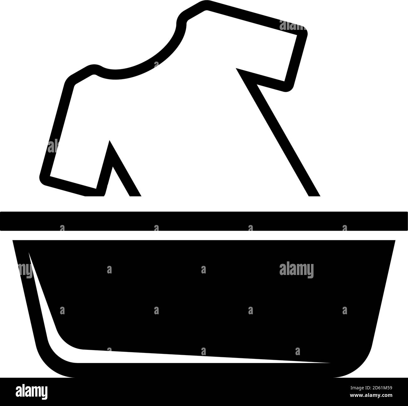 Hand Wash Clothes in Basin, Washing a T-shirt. Flat Vector Icon ...