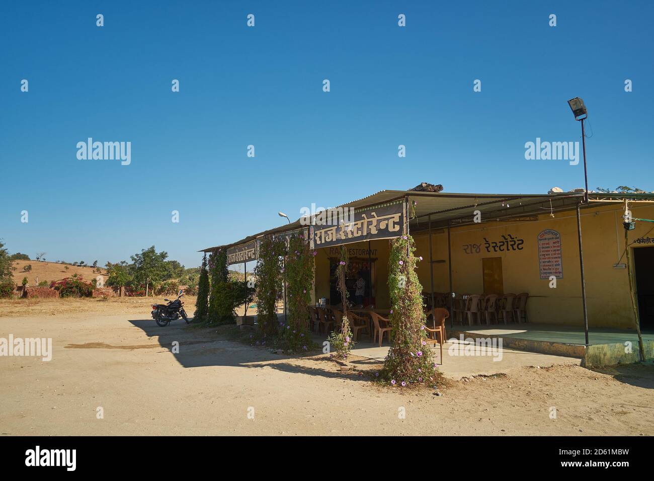 A typical highway 'dhaba' or restaurant on the roads of Gujarat, India ...