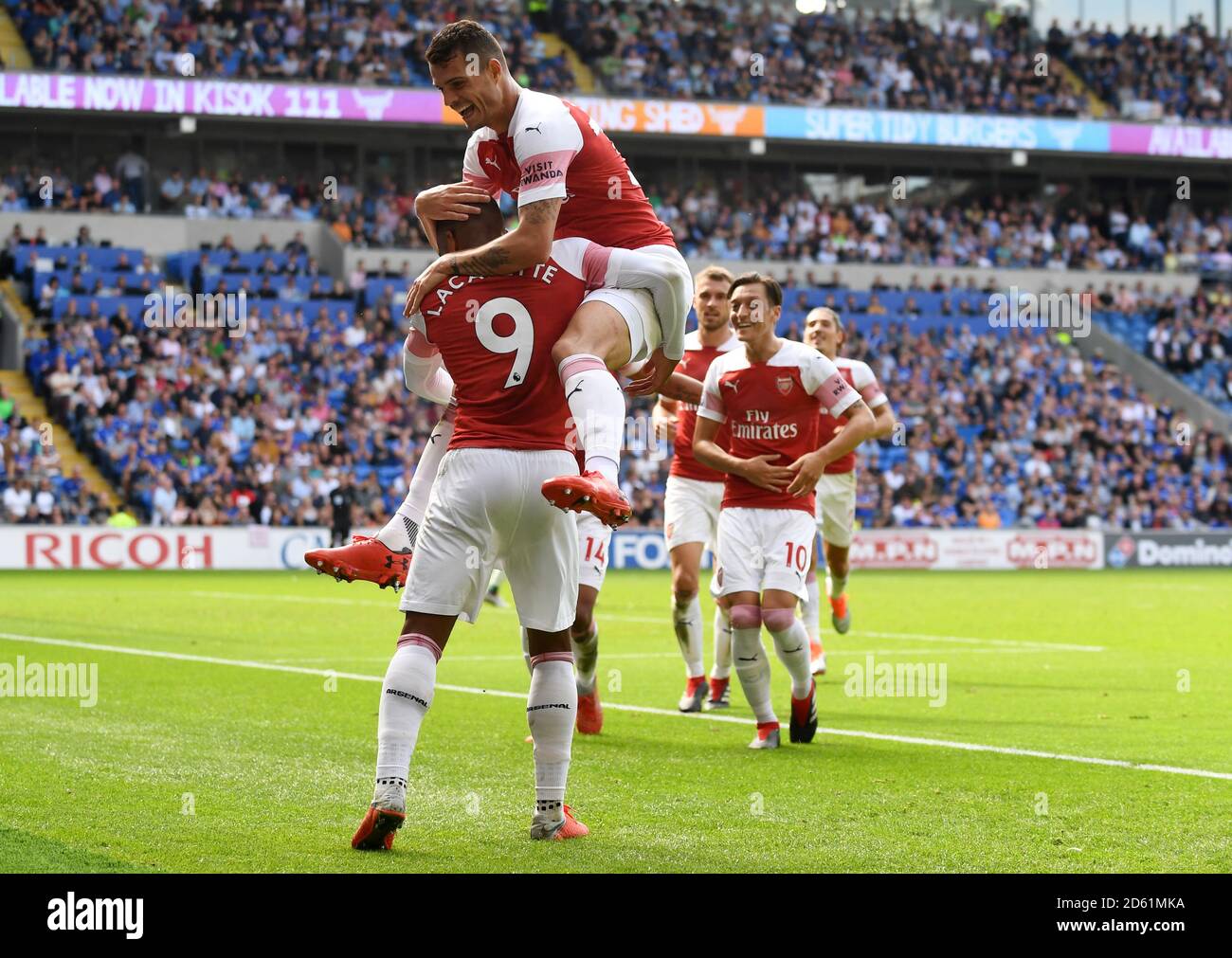 Arsenal's Alexandre Lacazette celebrates his side's second goal of the ...