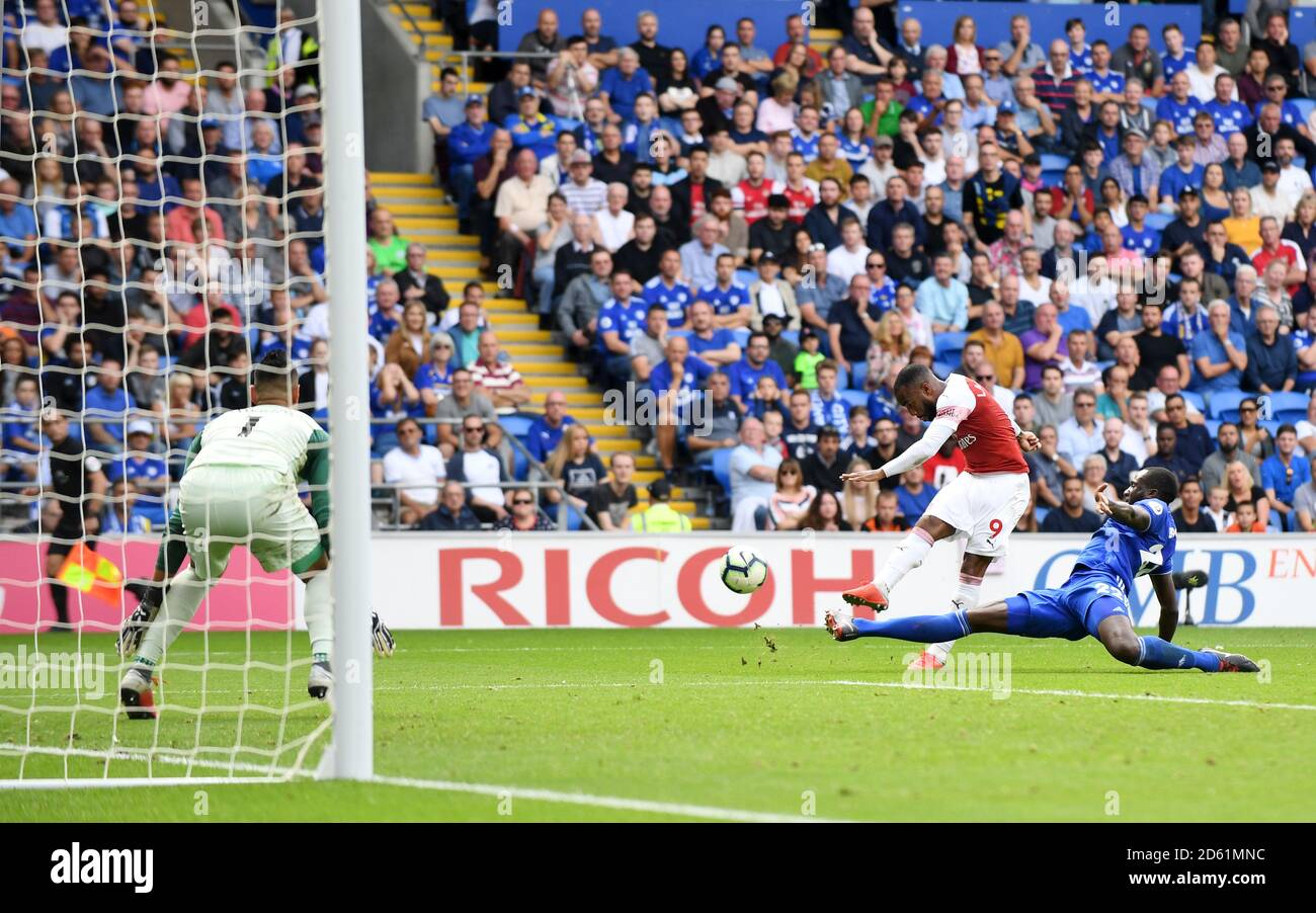 Arsenal's Alexandre Lacazette scores his side's third goal of the game ...