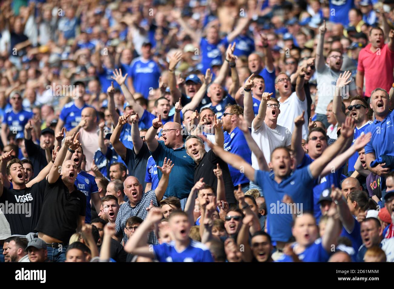Cardiff fans in the stands show their support Stock Photo - Alamy