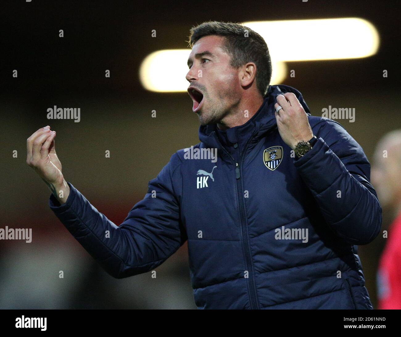 Notts County's manager Harry Kewell gestures on the touchline Stock ...