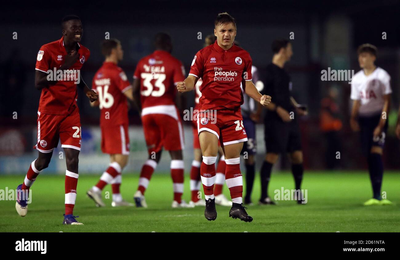 Crawley Town's Brian Galach celebrates their victory in the penalty ...