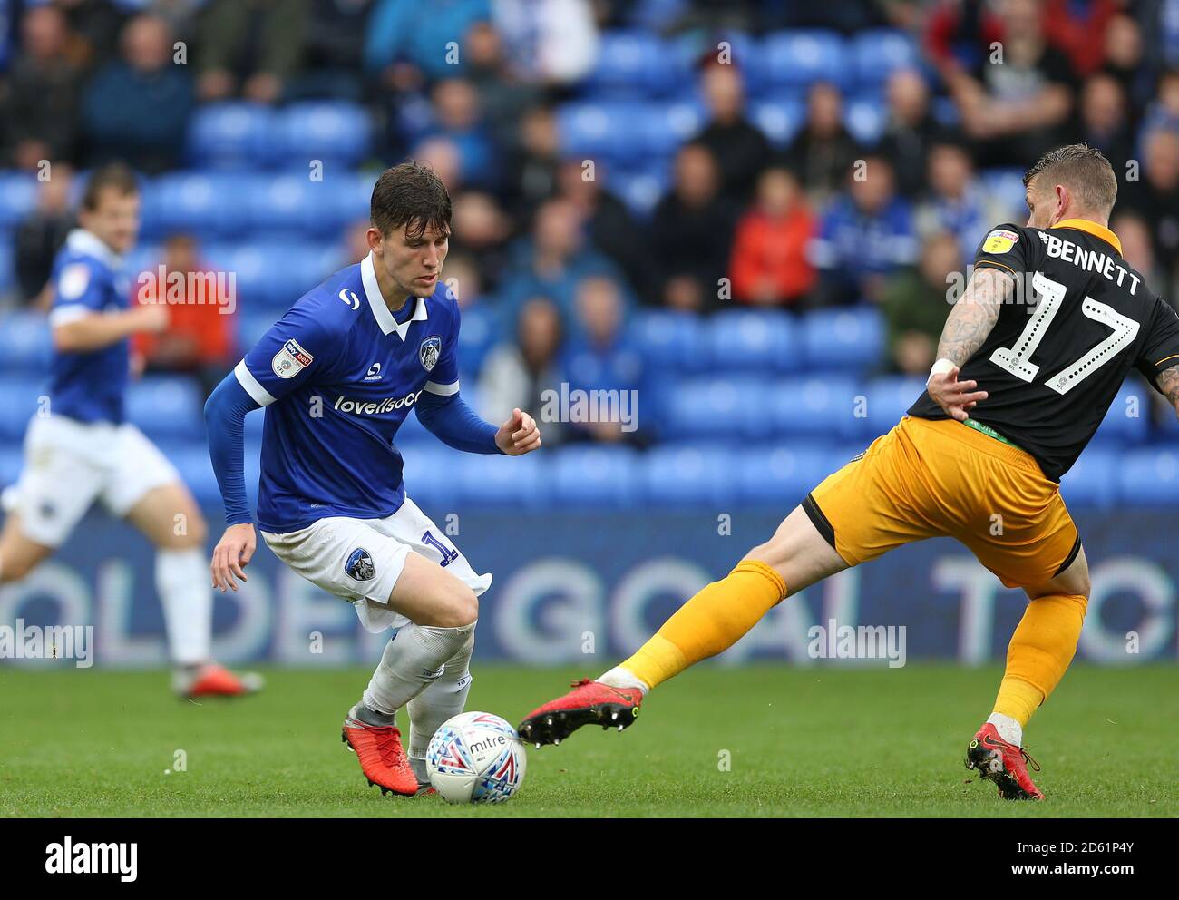 Oldham Athletic's Rob Hunt and Newport County's Scot Bennett battle for ...
